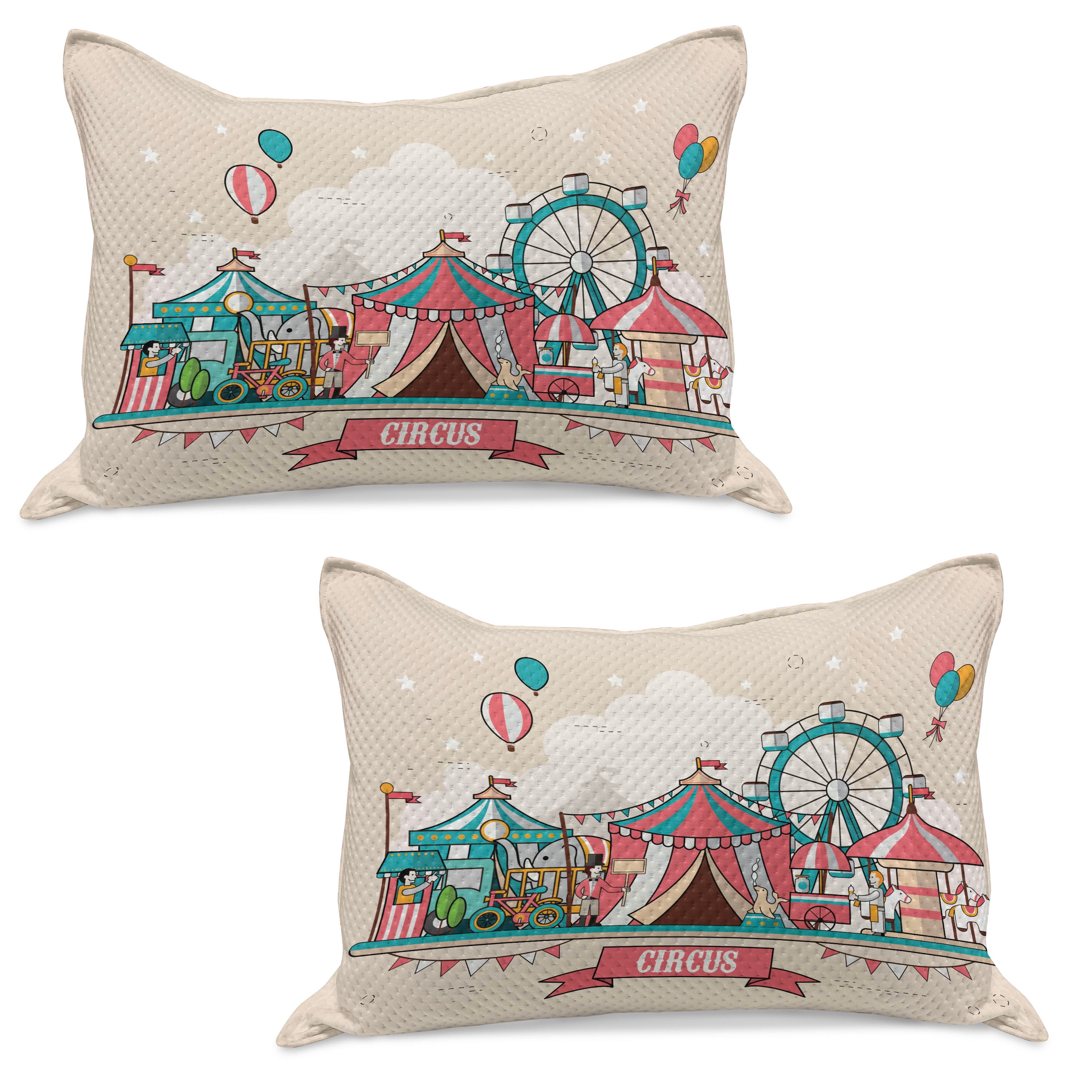 Circus Knitted Quilt Pillowcover Set of 2, Circus Facilities Scenery in ...