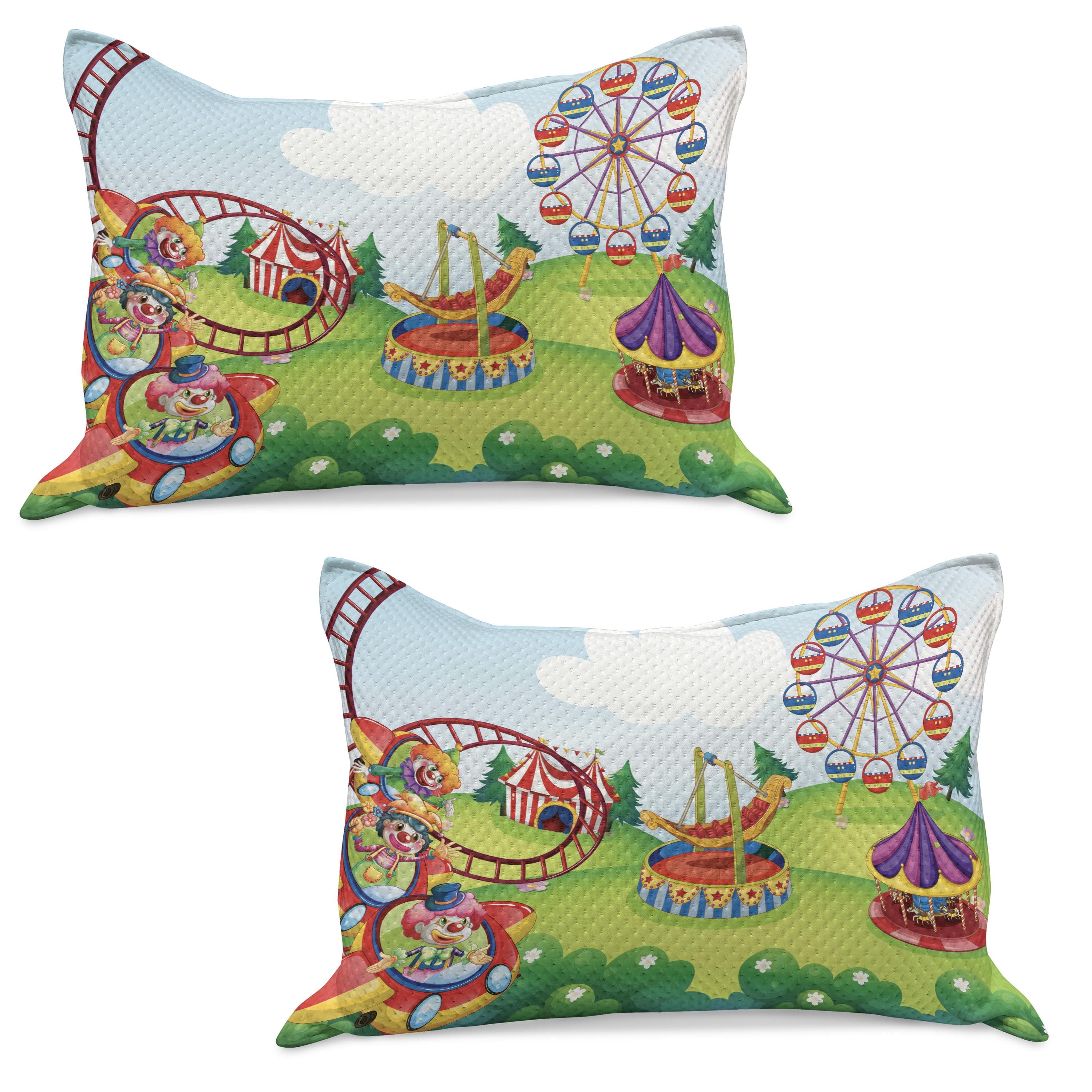 Circus Knitted Quilt Pillowcover Set of 2, Circus and Theme Park Design ...