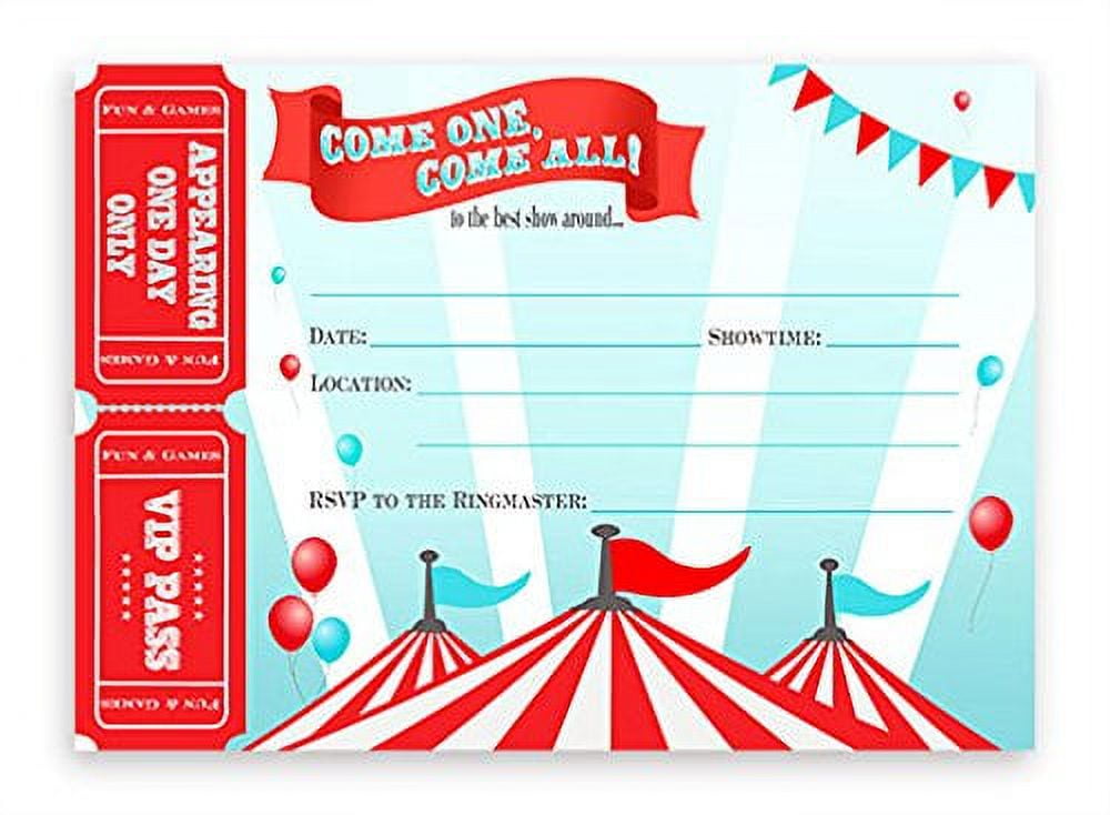 Circus LARGE Invitations - Carnival Invitations - 10 Invitations 10 ...