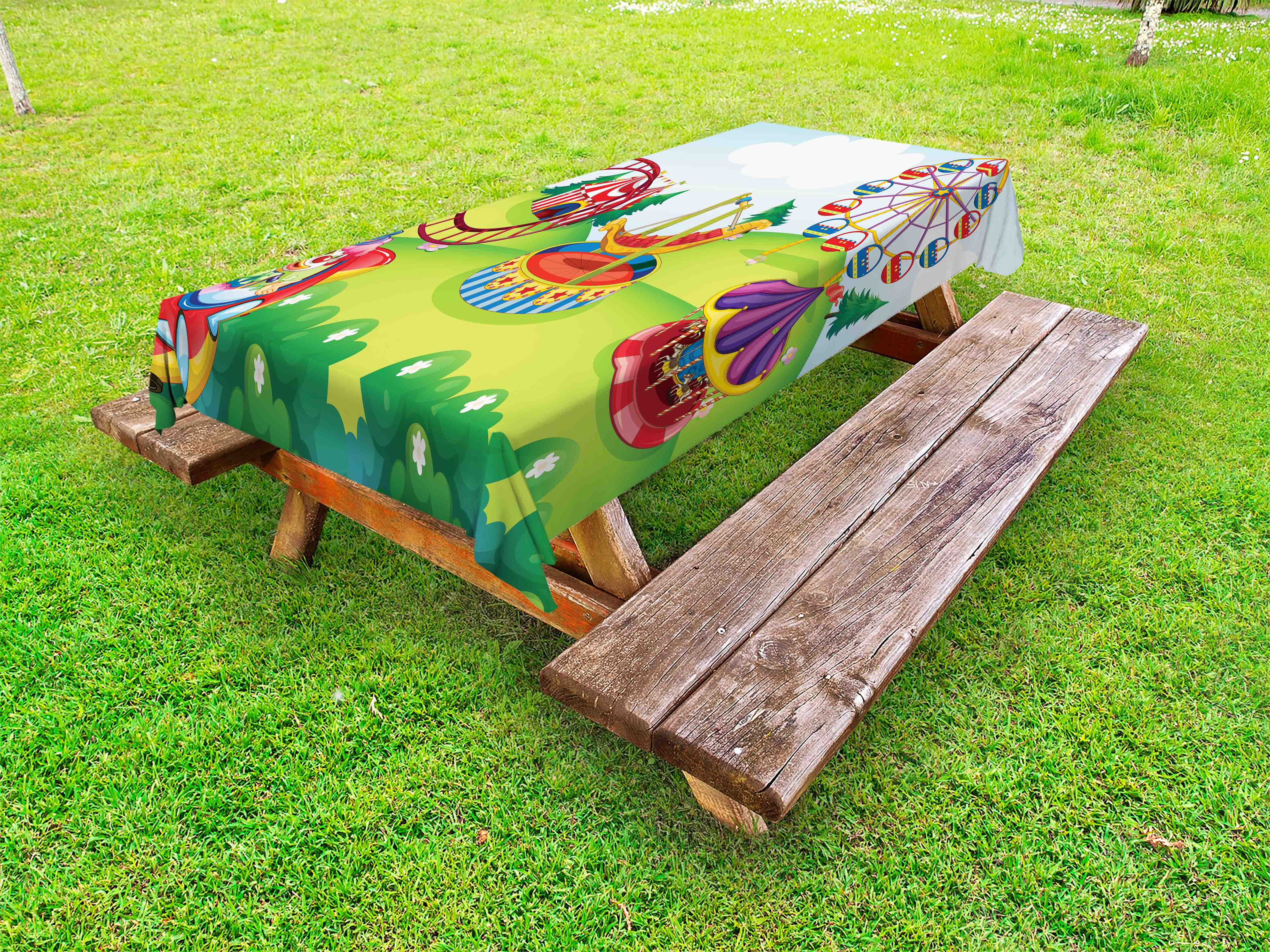 Circus Outdoor Tablecloth, Circus and Theme Park Design Carousel ...