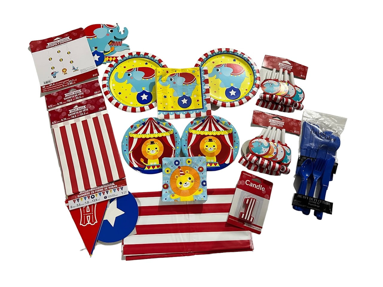 Circus Party Bundle for 16 Guests with Plates and Napkins, Snack Plates ...