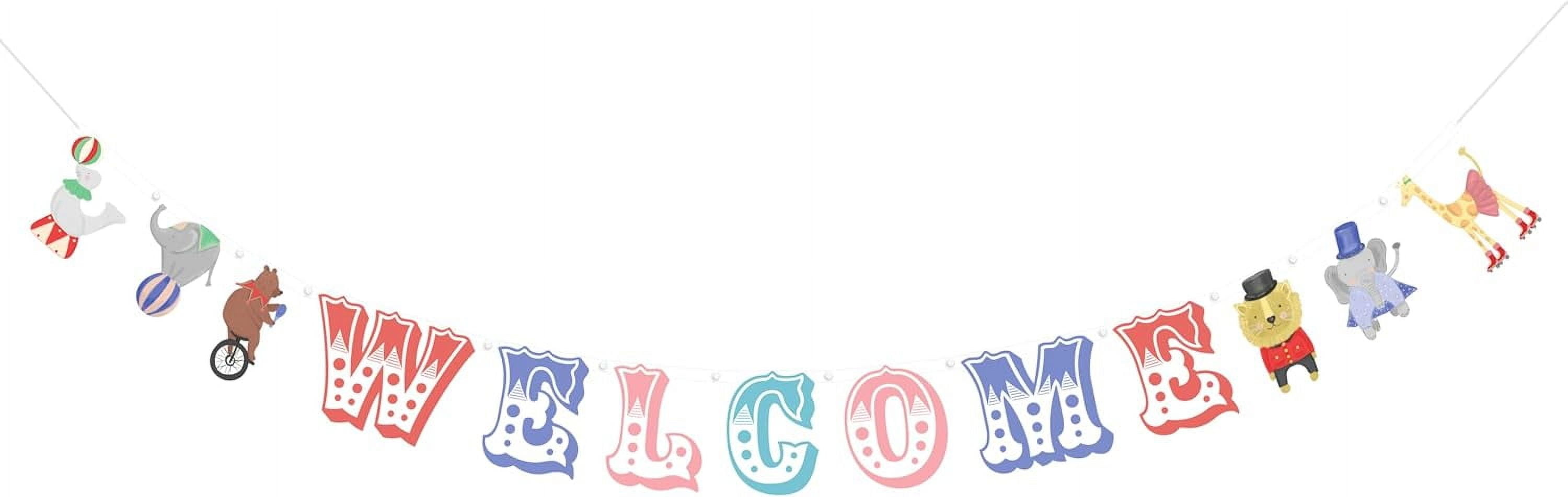 Cheerland Circus Party Welcome Banner Carnival Animals Cutouts, 1 Piece ...