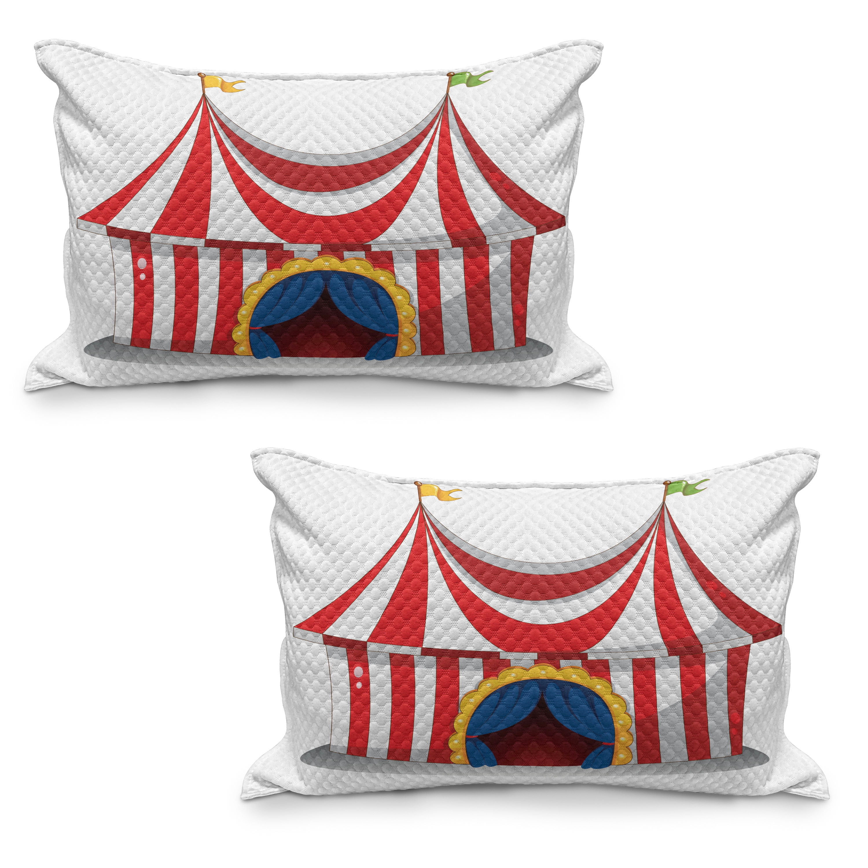 Circus Quilted Pillowcover Set of 2, Illustration of Retro Flag ...