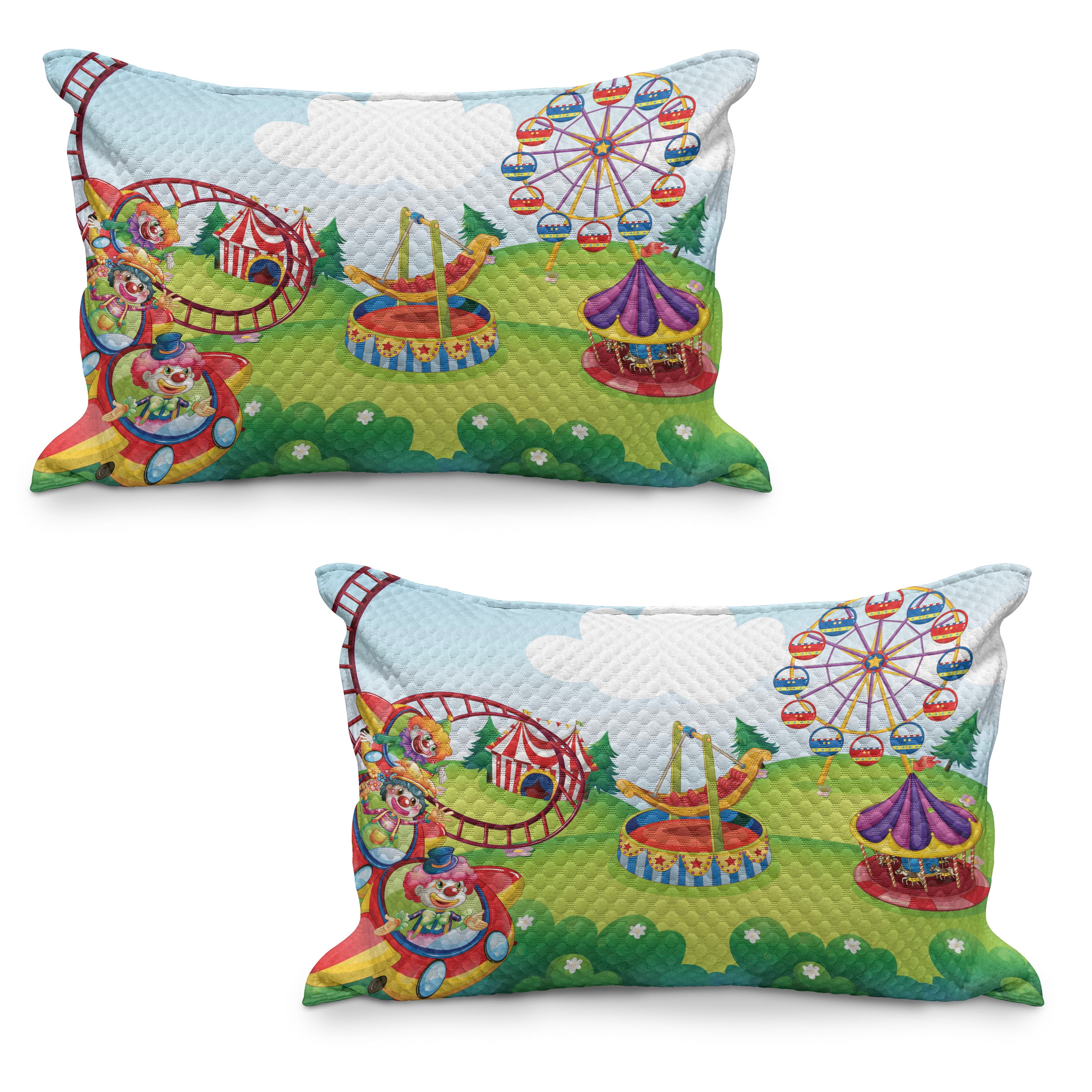 Circus Quilted Pillowcover Set of 2, Circus and Theme Park Design ...