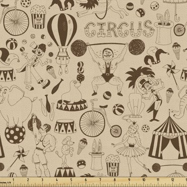 Ambesonne Circus Fabric by the Yard Upholstery, Retro Circus Firgures ...
