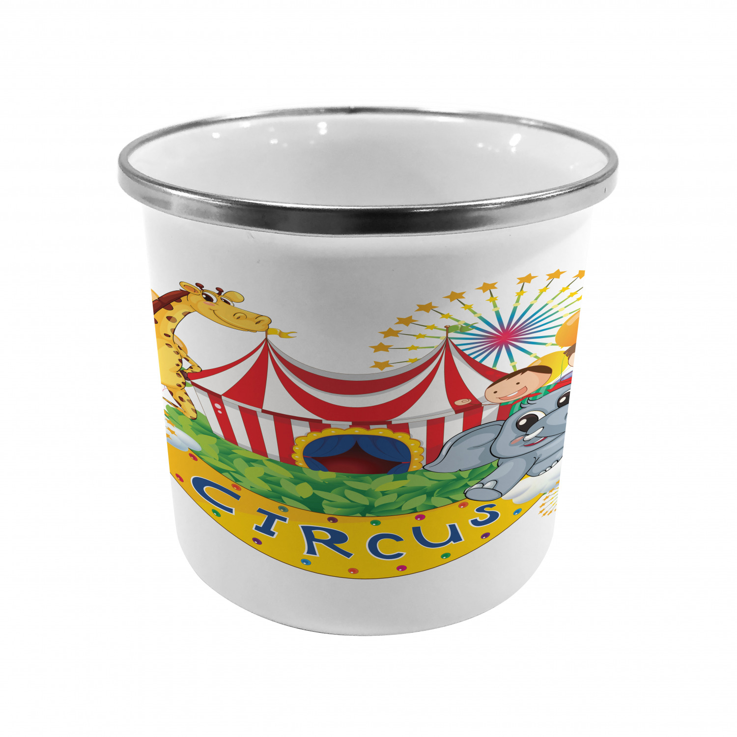Circus Steel Camping Mug, Show Kids Animals Smiling Magician Childhood ...