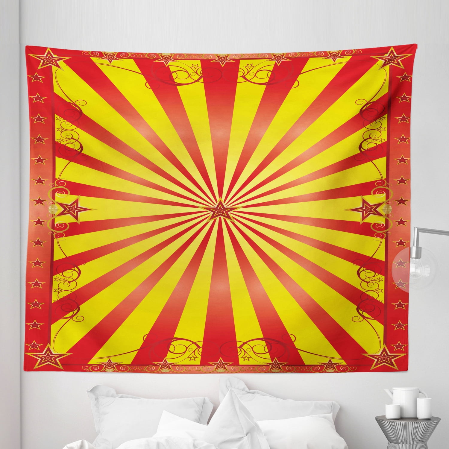 Circus Tapestry, Retro Background with Curves Beams and Stars for Flyer ...