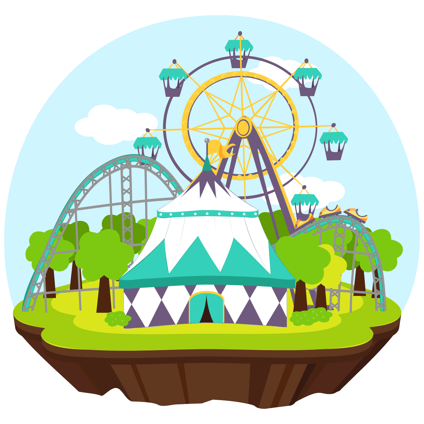 Circus Tent with Ferris Wheel and Roller Coaster Artwork Creative ...