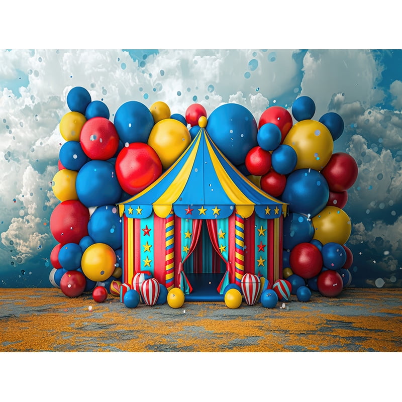 Circus Tent With Striped Canopy Photography Backdrops Balloons Birthday ...