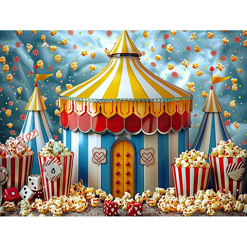Circus Tent With Striped Canopy Photography Backdrops Balloons Birthday ...