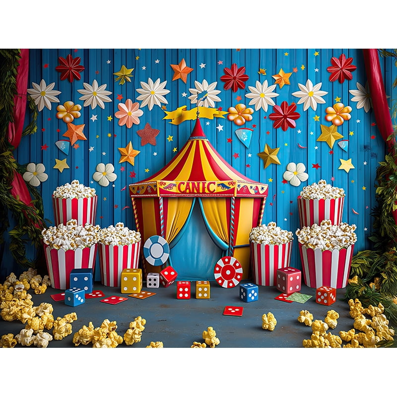 Circus Tent With Striped Canopy Photography Backdrops Balloons Birthday ...