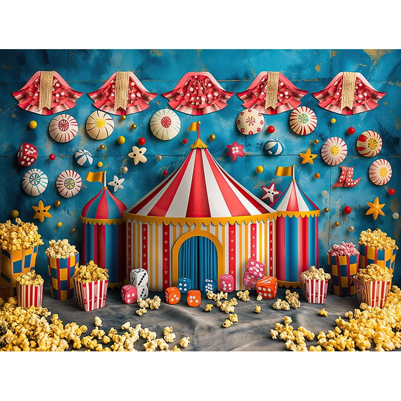 Circus Tent With Striped Canopy Photography Backdrops Balloons Birthday ...