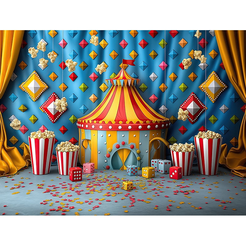 Circus Tent With Striped Canopy Photography Backdrops Balloons Birthday ...