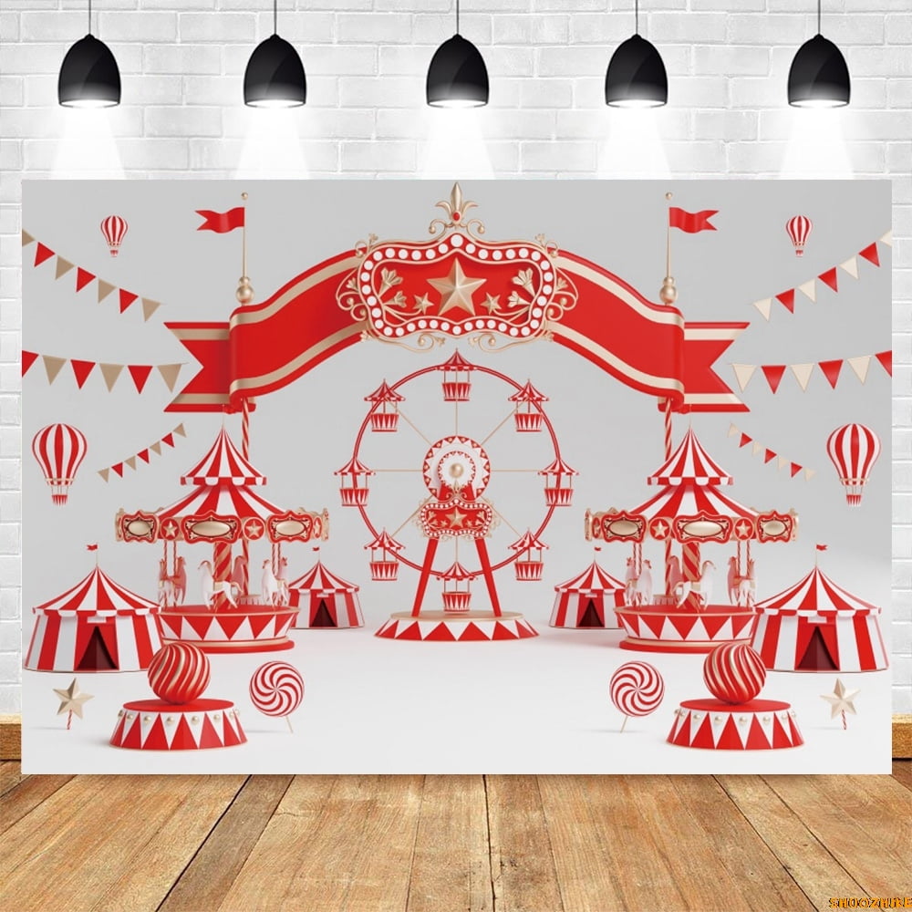 Circus Theme Backdrop for Photography Baby Shower Birthday Party Red Tt ...