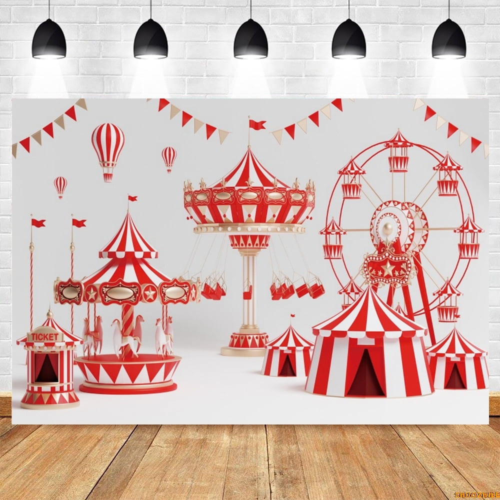 Circus Theme Backdrop for Photography Baby Shower Birthday Party Red Tt ...