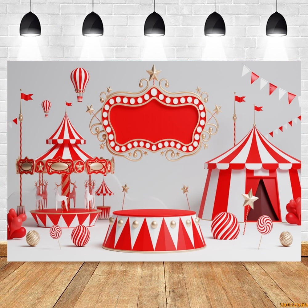 Circus Theme Backdrop for Photography Baby Shower Birthday Party Red Tt ...