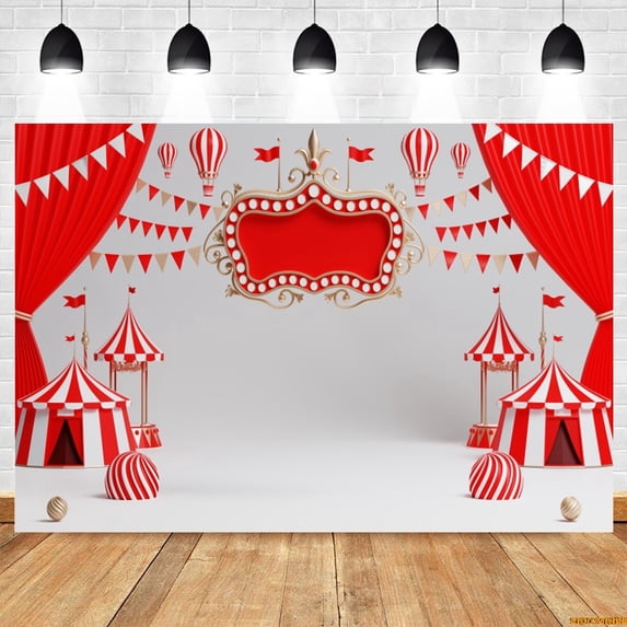 Circus Theme Backdrop for Photography Baby Shower Birthday Party Red Tt ...