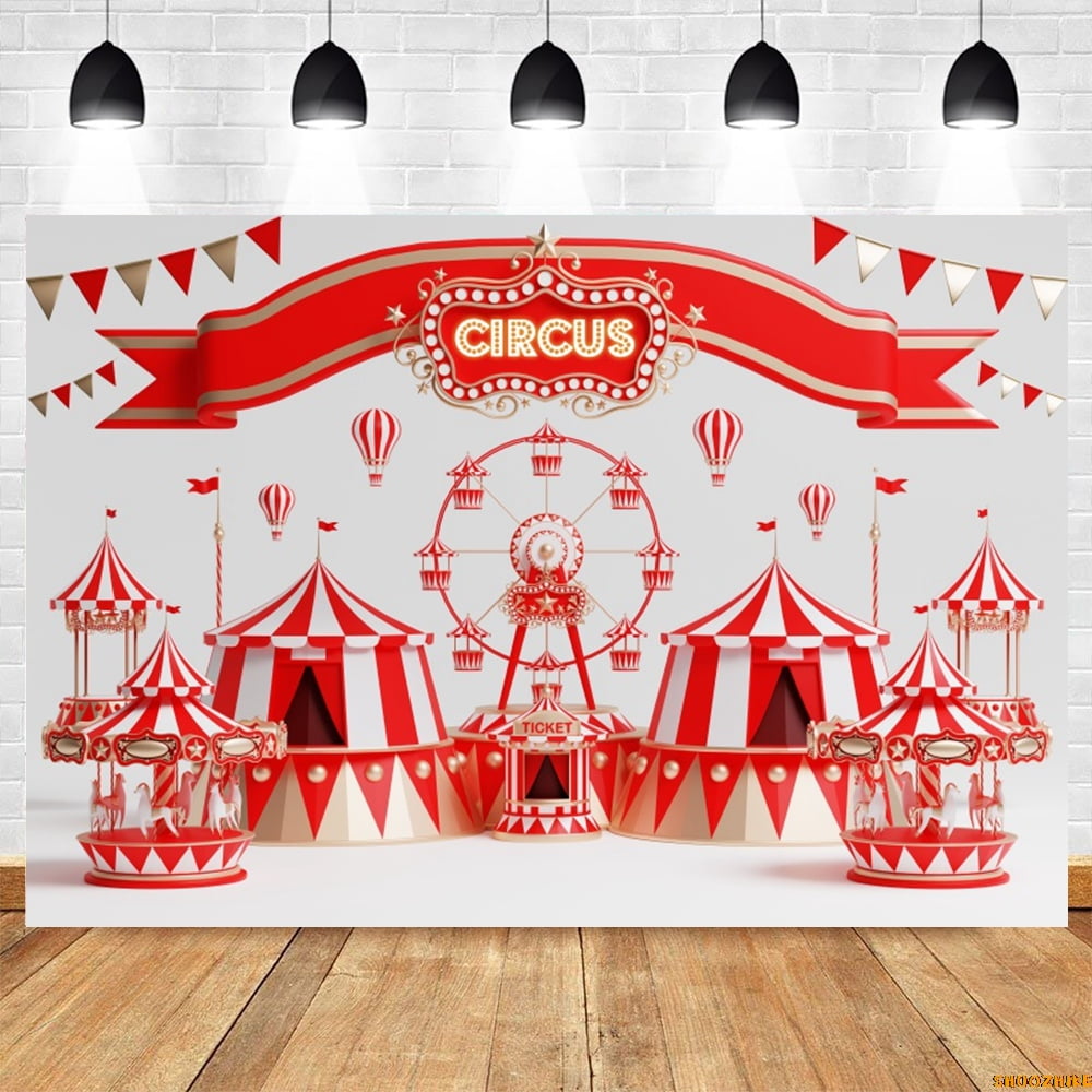 Circus Theme Backdrop for Photography Baby Shower Birthday Party Red Tt ...