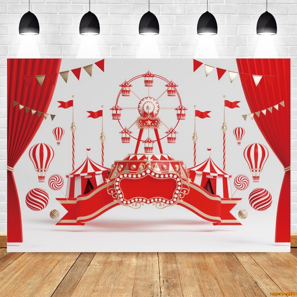Circus Theme Backdrop for Photography Baby Shower Birthday Party Red Tt ...