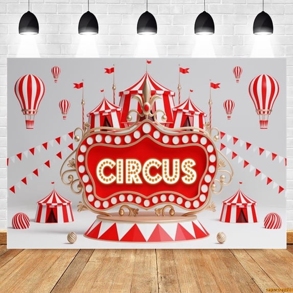 Circus Theme Backdrop for Photography Baby Shower Birthday Party Red Tt ...