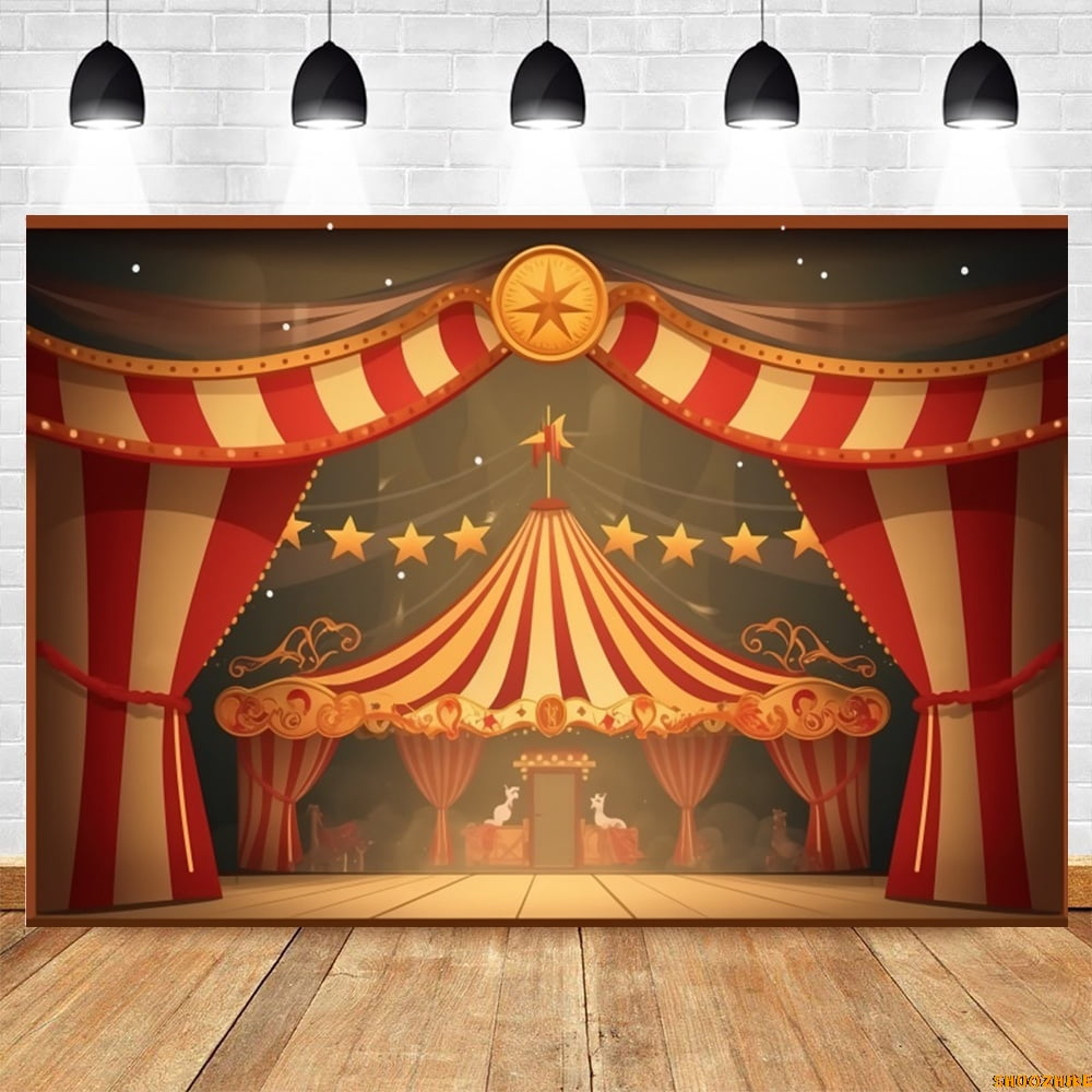 Circus Theme Backdrop for Photography Baby Shower Birthday Party Red Tt ...