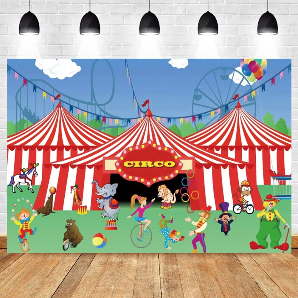 Circus Theme Party Backdrop Decor Newborn Baby Birthday Circus Carnival ...