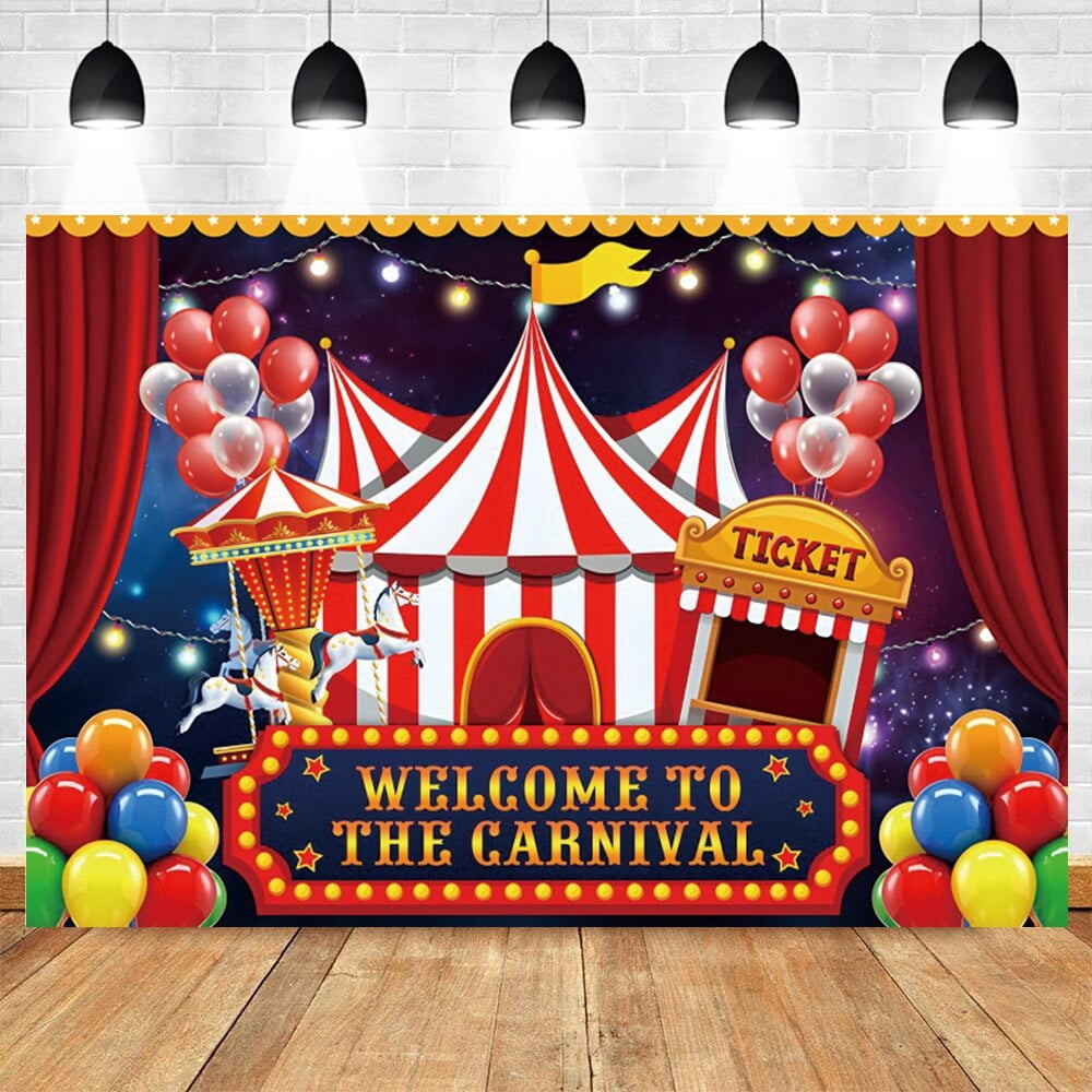 Circus Theme Party Backdrop Decor Newborn Baby Birthday Circus Carnival ...
