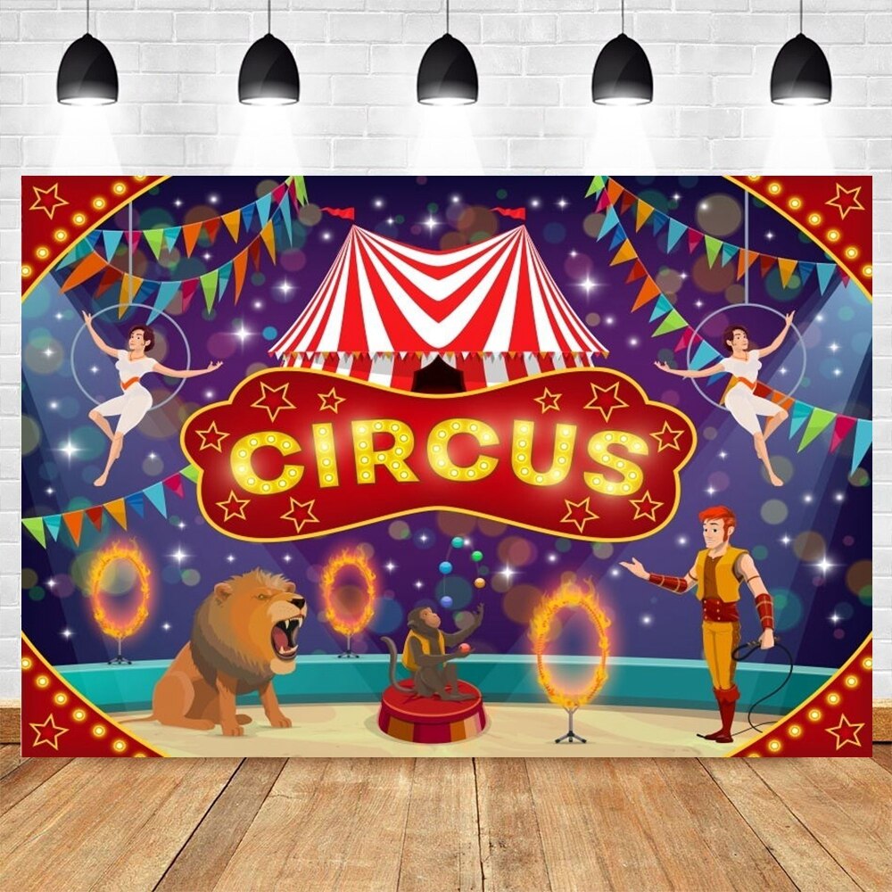 Circus Theme Party Backdrop Decor Newborn Baby Birthday Circus Carnival ...