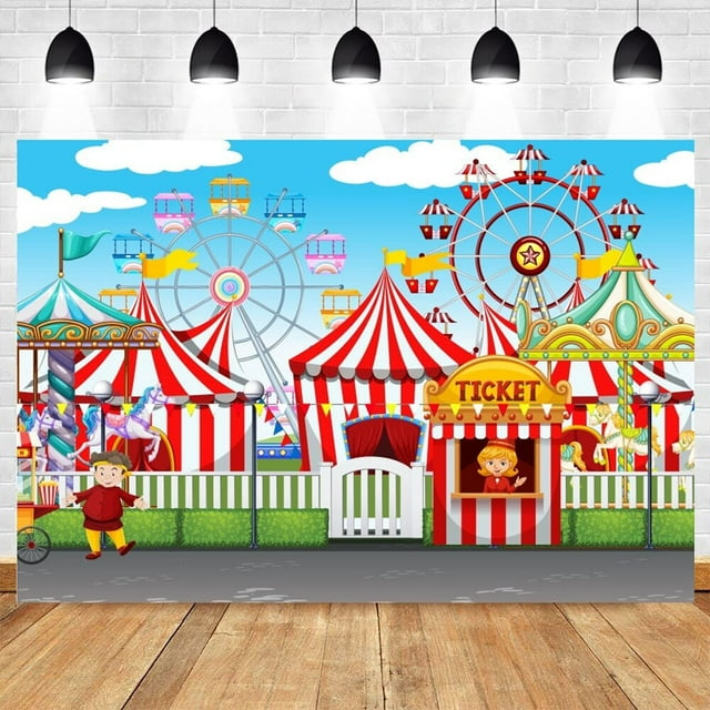 Circus Theme Party Backdrop Decor Newborn Baby Birthday Circus Carnival ...