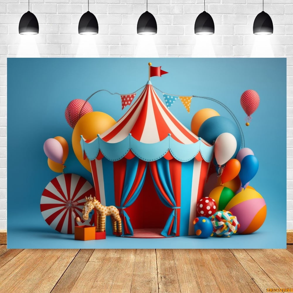 Circus Theme Party r Backdrop Tt Balloons Newborn Baby Kids Birthday ...