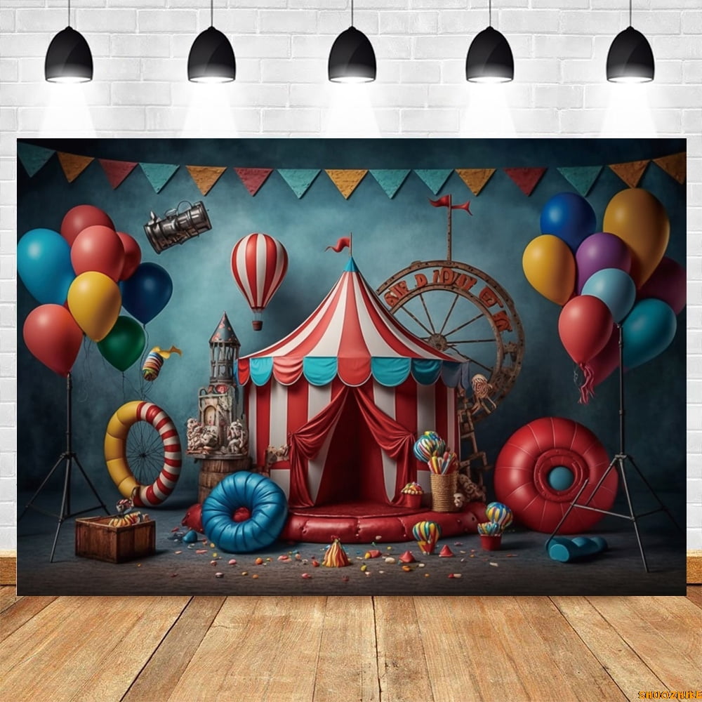 Circus Theme Party r Backdrop Tt Balloons Newborn Baby Kids Birthday ...