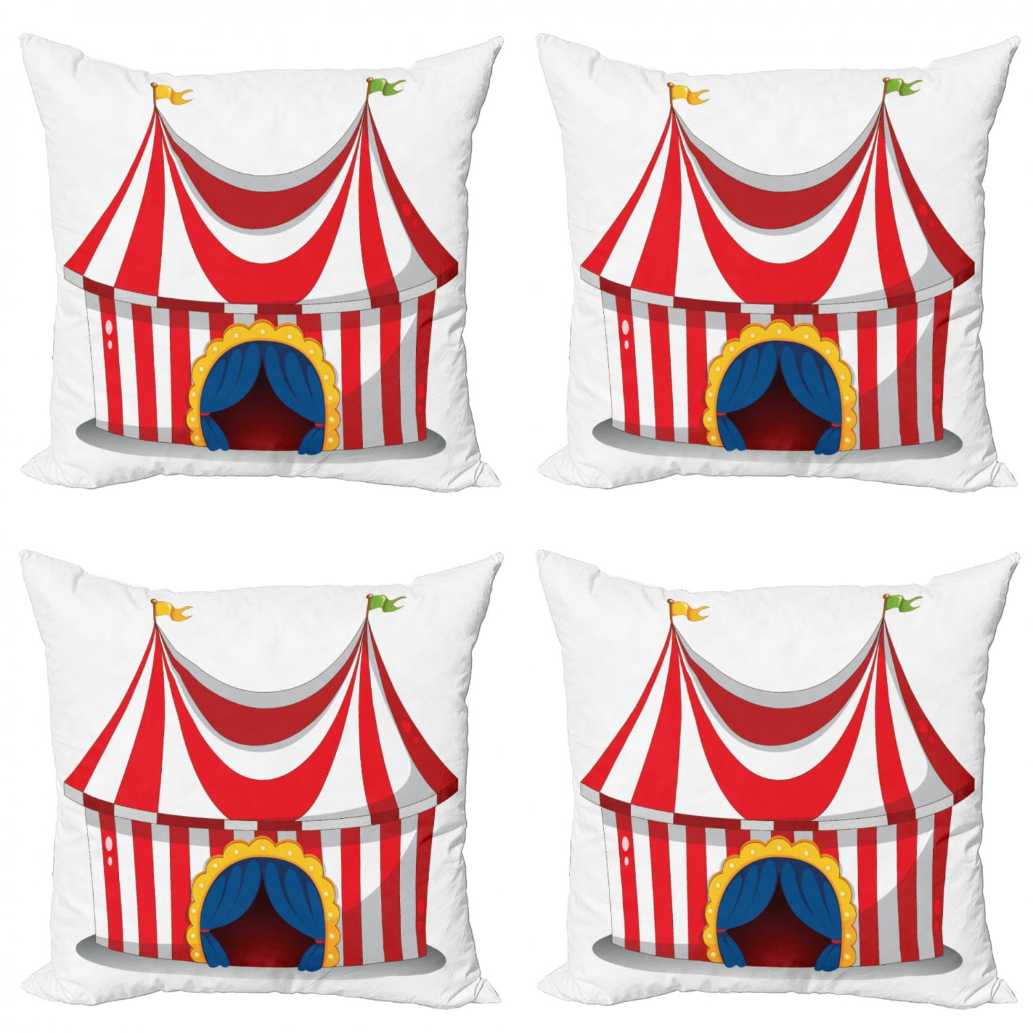 Ambesonne Vintage Throw Pillow Cover 4 Pack, Nostalgic Circus Flag, 16 ...
