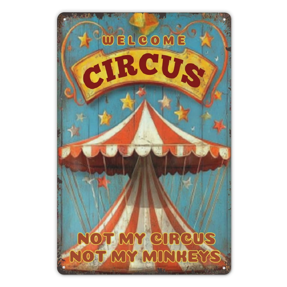 Circus Tin Sign Clown Tin Sign Vintage Metal Tin Sign Funny Wall Decor ...