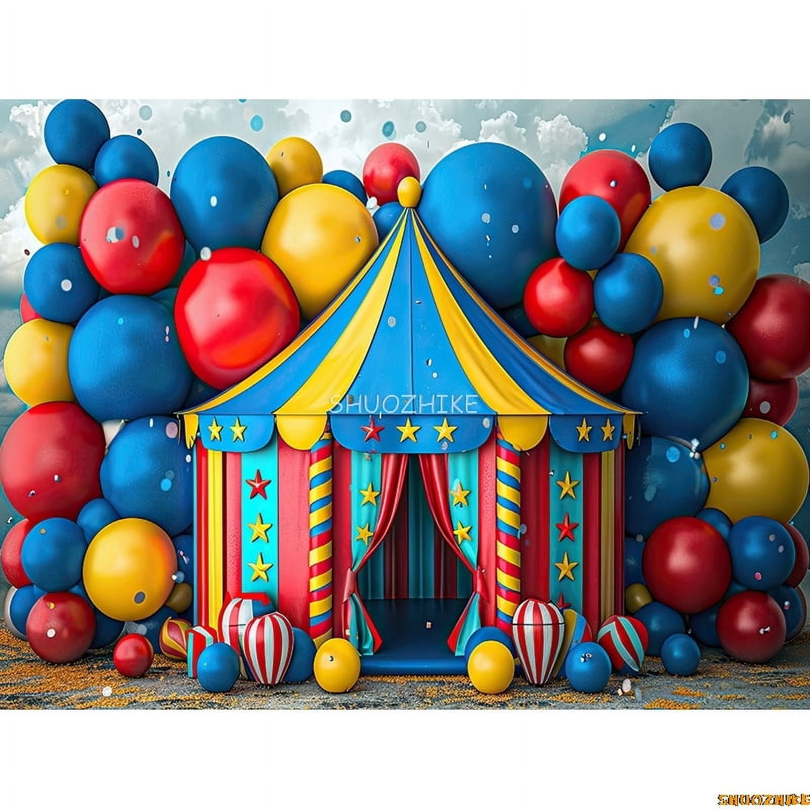 Circus Tt With Striped Canopy Photography Backdrops Balloons Birthday ...