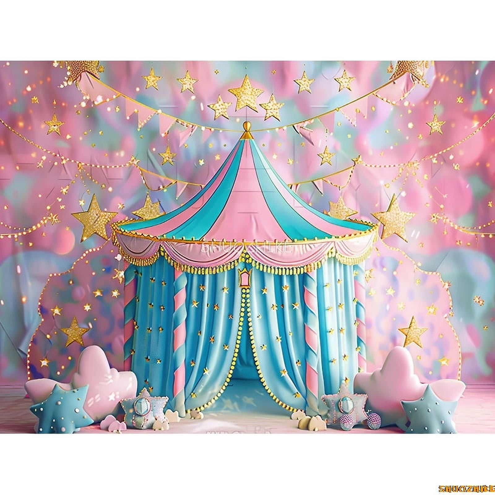 Circus Tt With Striped Canopy Photography Backdrops Balloons Birthday ...