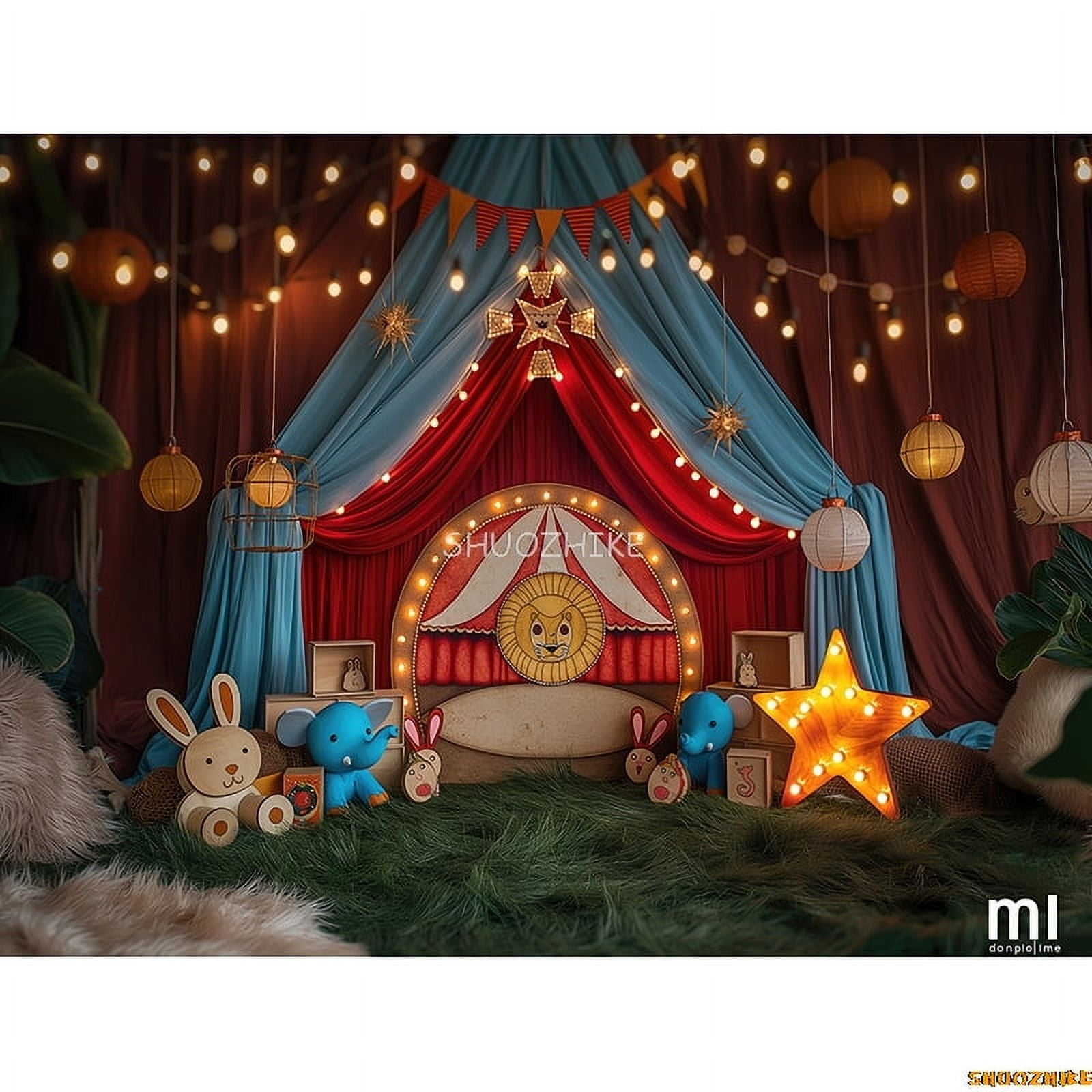 Circus Tt With Striped Canopy Photography Backdrops Balloons Birthday ...