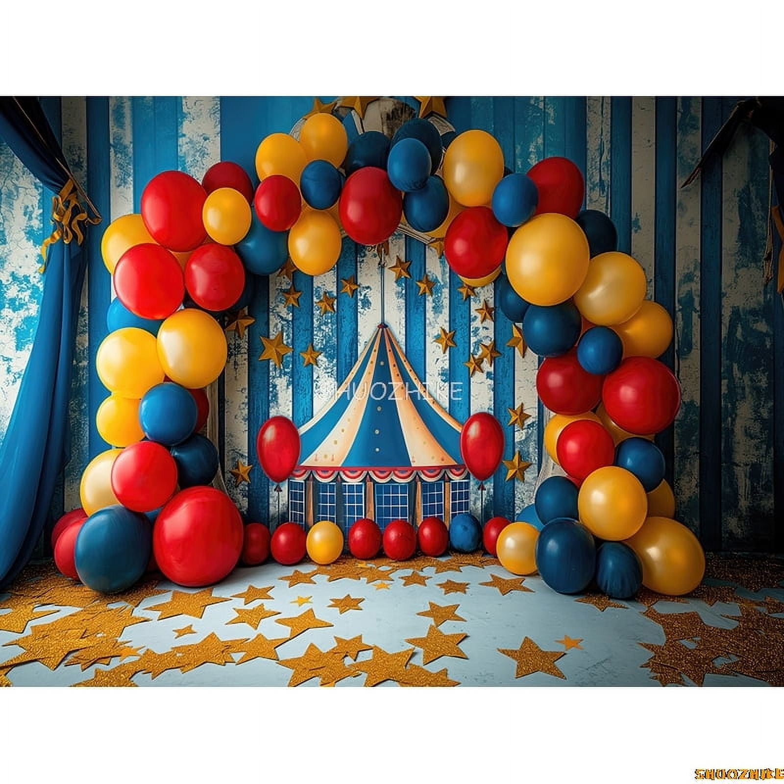 Circus Tt With Striped Canopy Photography Backdrops Balloons Birthday ...