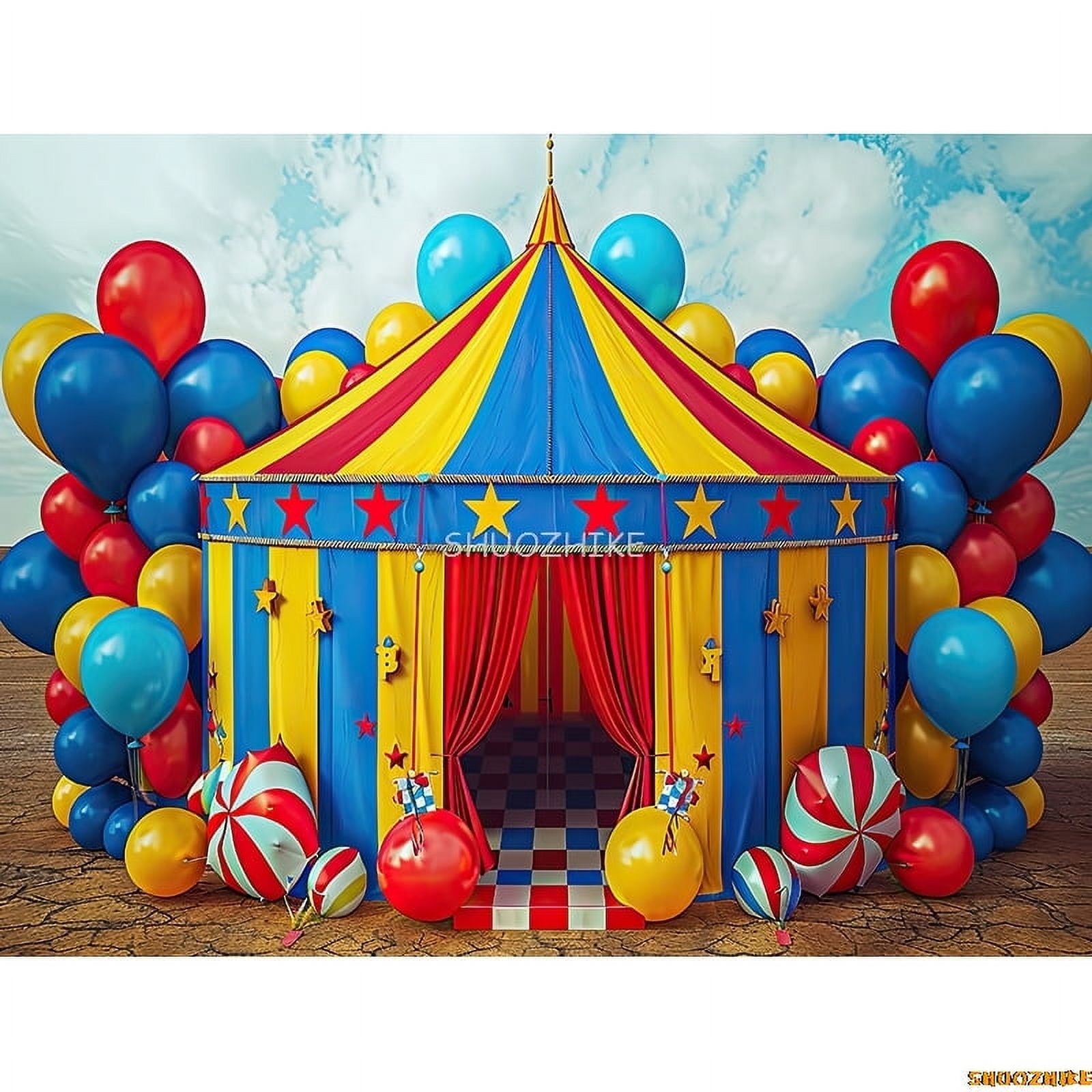 Circus Tt With Striped Canopy Photography Backdrops Balloons Birthday ...