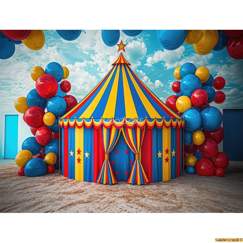 Circus Tt With Striped Canopy Photography Backdrops Balloons Birthday ...