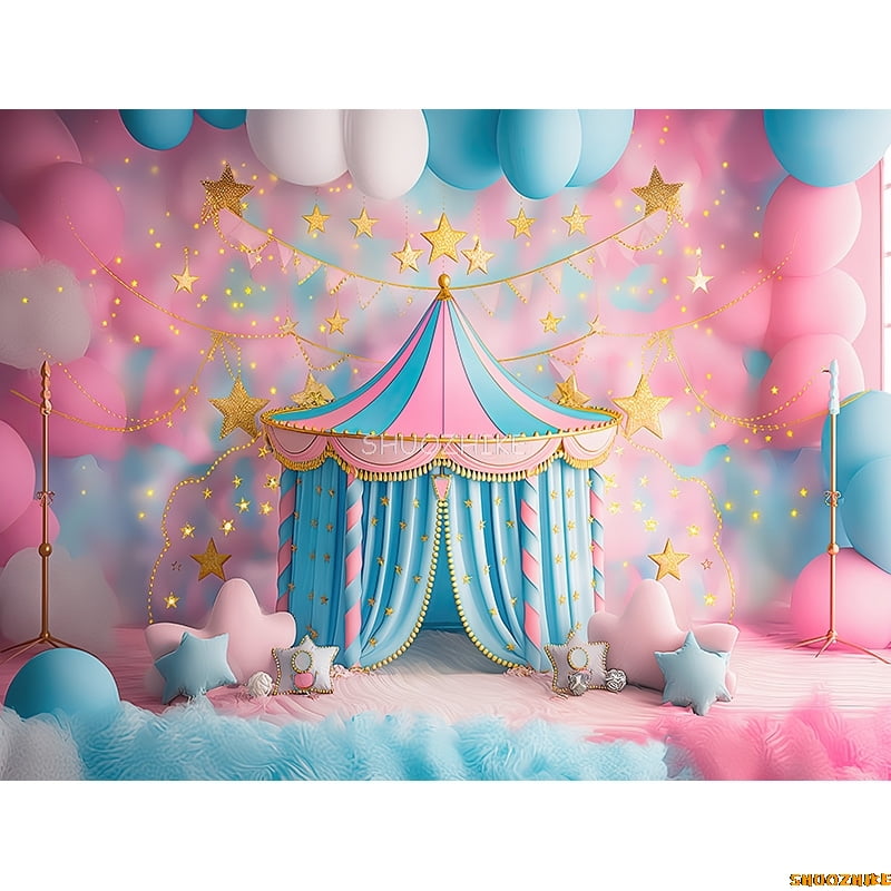 Circus Tt With Striped Canopy Photography Backdrops Balloons Birthday ...