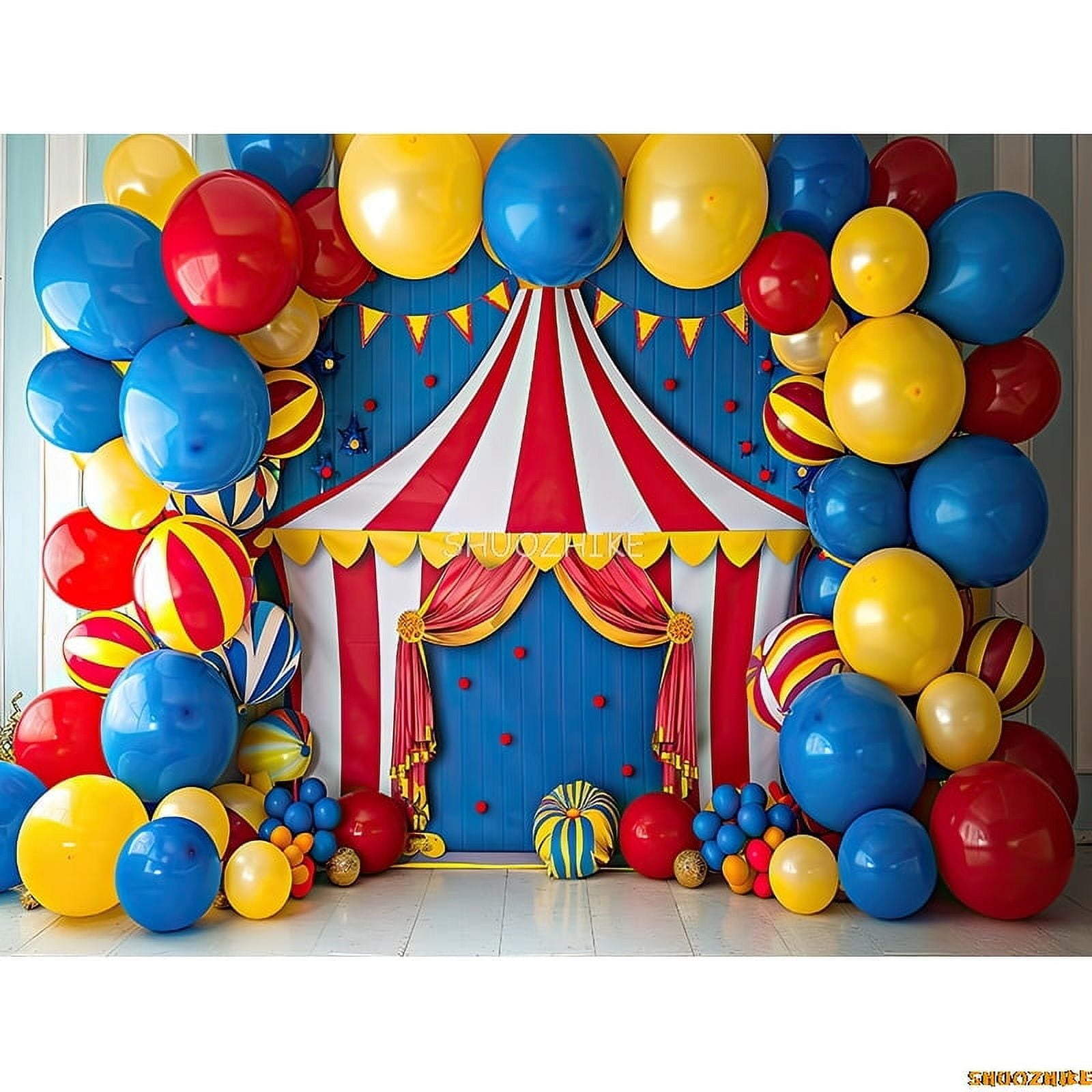 Circus Tt With Striped Canopy Photography Backdrops Balloons Birthday ...