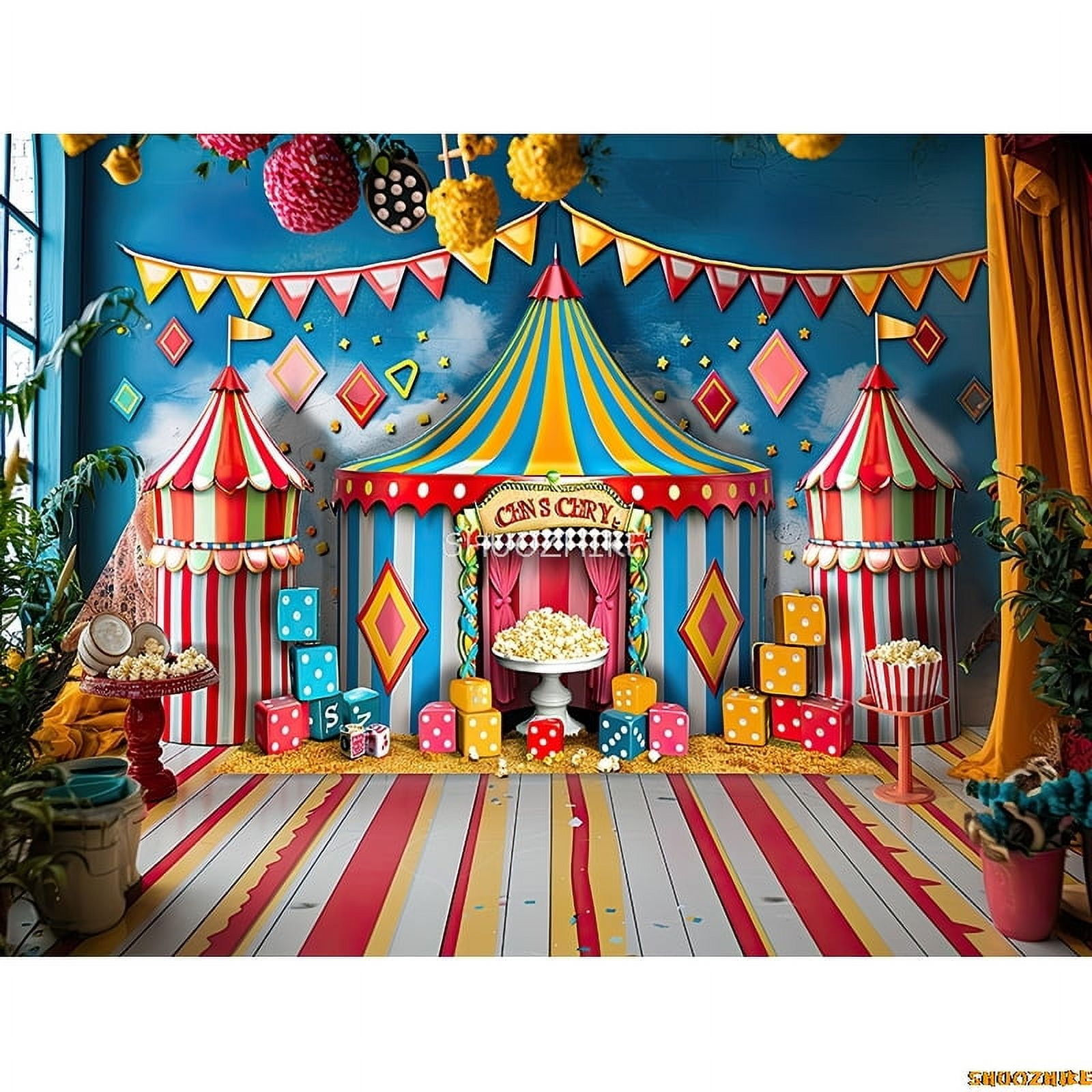 Circus Tt With Striped Canopy Photography Backdrops Balloons Birthday Party r Animal Clown Photo ...