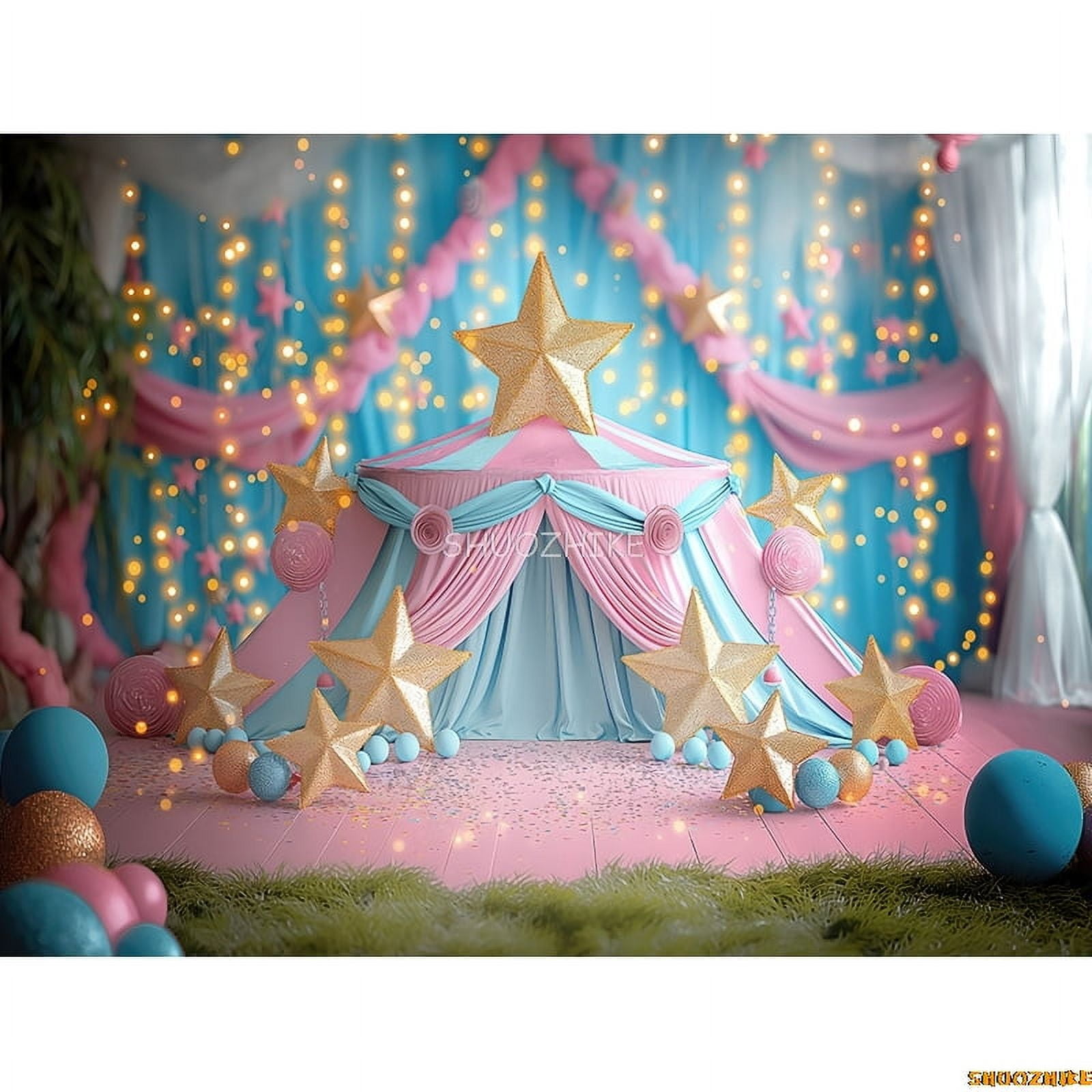 Circus Tt With Striped Canopy Photography Backdrops Balloons Birthday ...