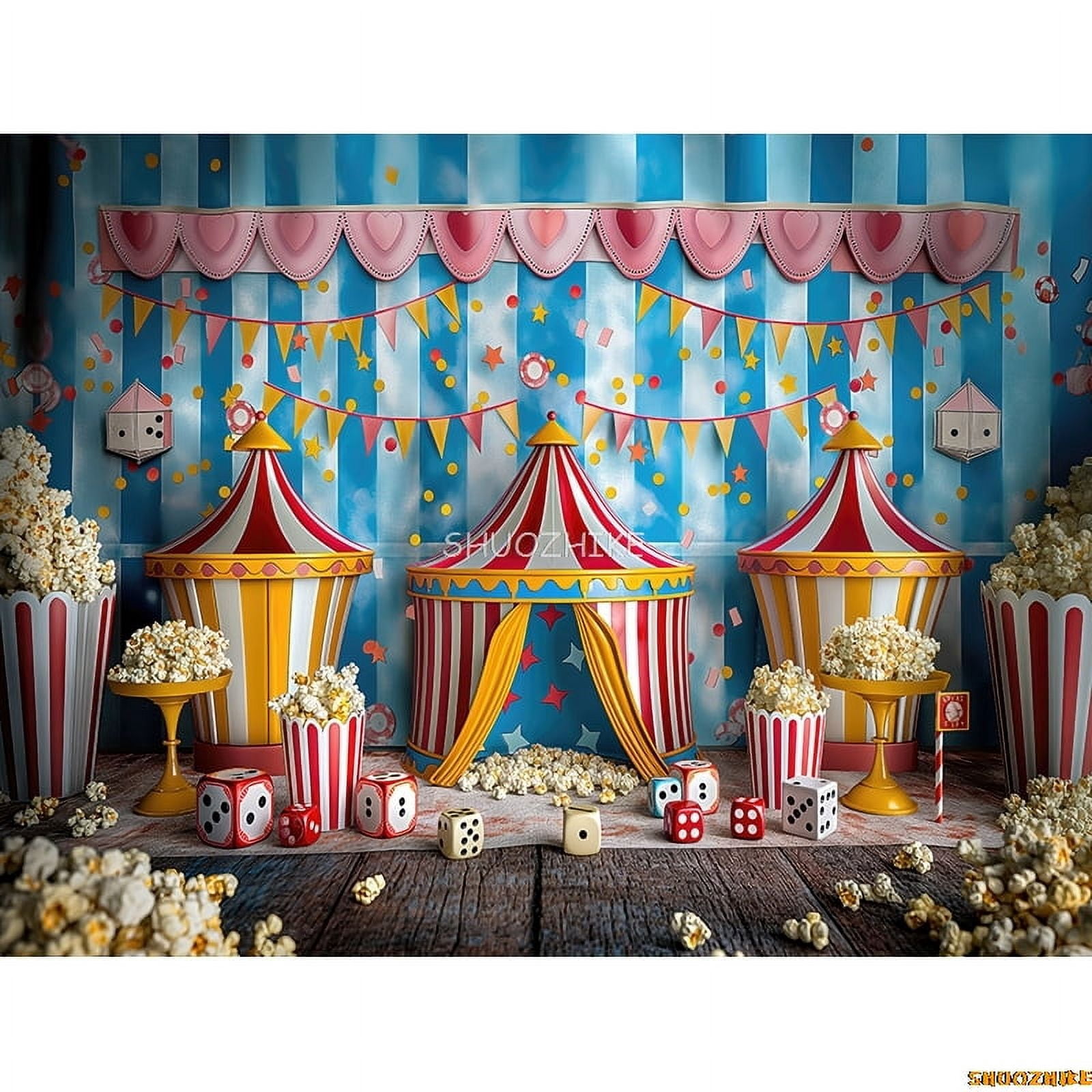 Circus Tt With Striped Canopy Photography Backdrops Balloons Birthday ...