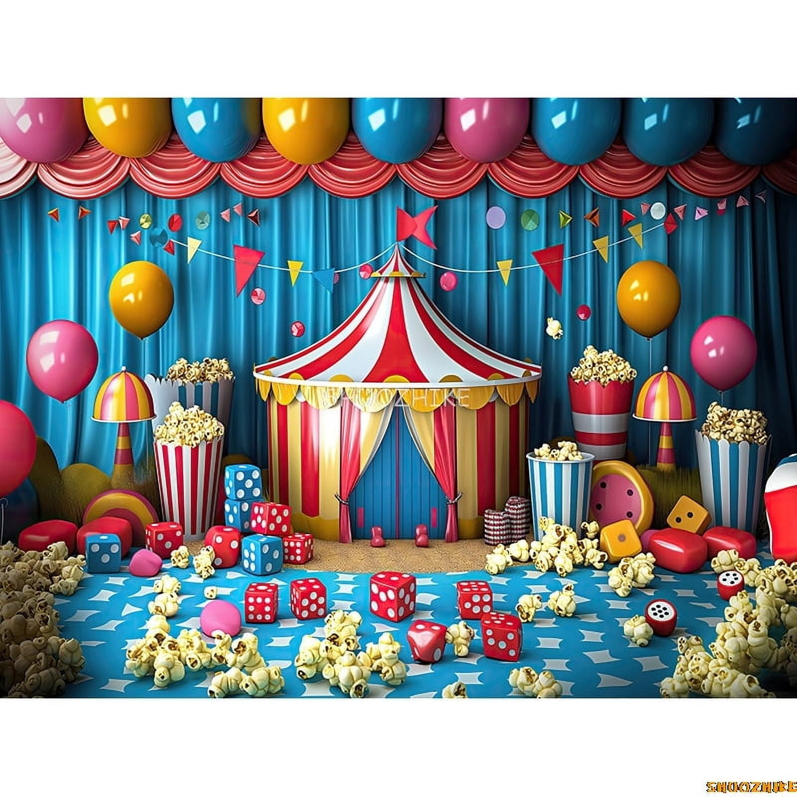 Circus Tt With Striped Canopy Photography Backdrops Balloons Birthday ...