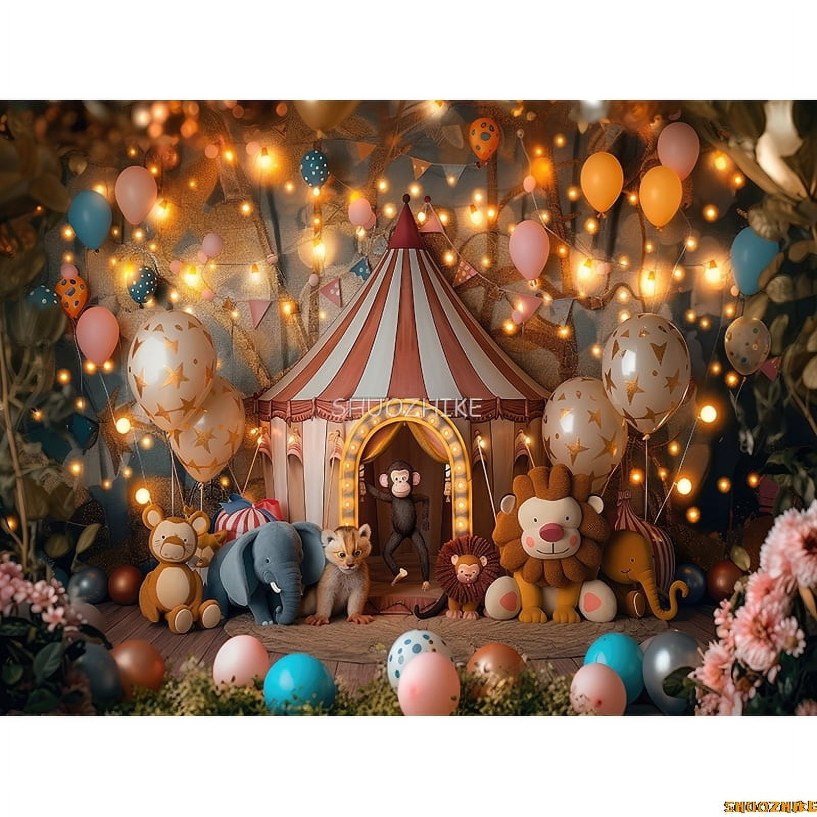 Circus Tt With Striped Canopy Photography Backdrops Balloons Birthday ...