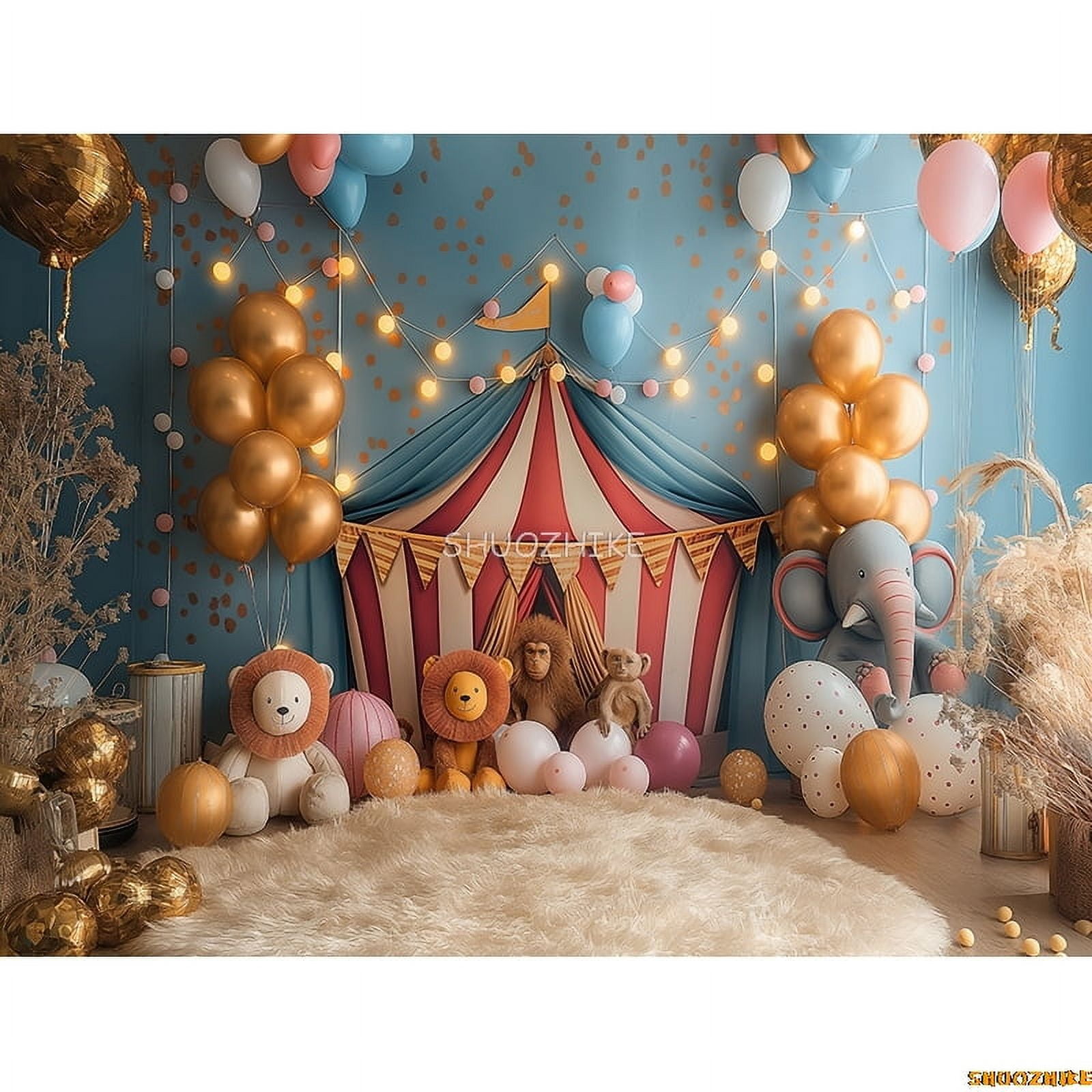 Circus Tt With Striped Canopy Photography Backdrops Balloons Birthday ...