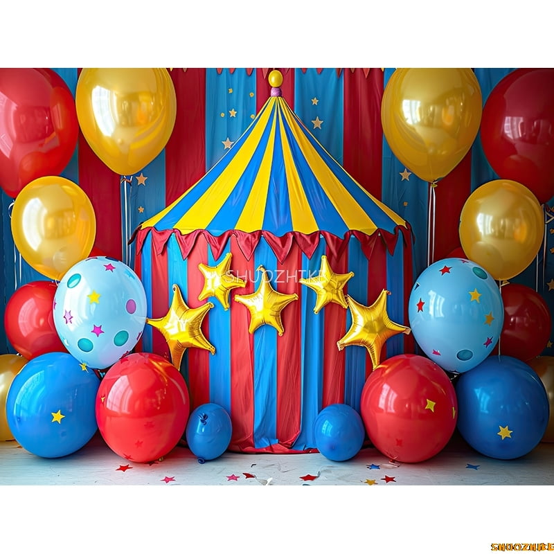 Circus Tt With Striped Canopy Photography Backdrops Balloons Birthday Party r Animal Clown Photo ...