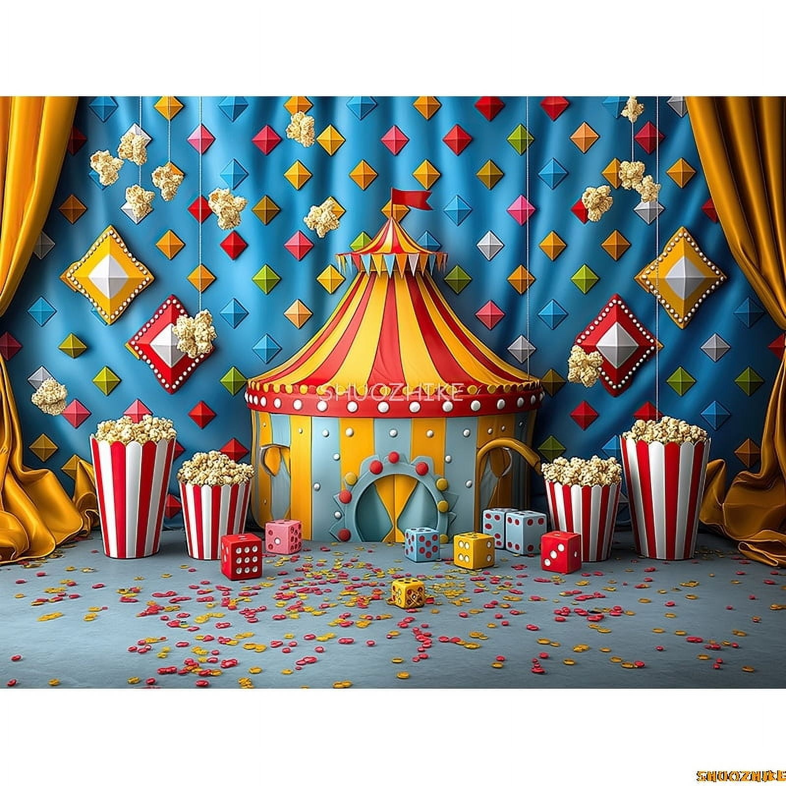 Circus Tt With Striped Canopy Photography Backdrops Balloons Birthday ...