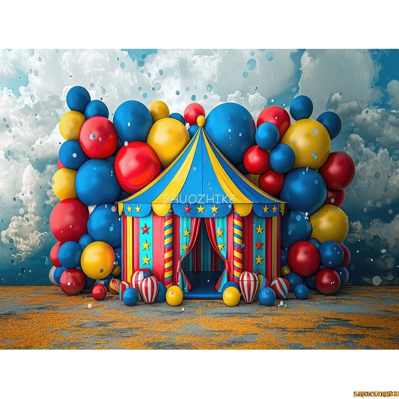 Circus Tt With Striped Canopy Photography Backdrops Balloons Birthday Party r Animal Clown Photo ...